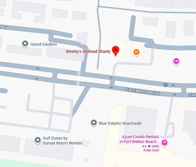 16. stewby&rsquo;s seafood shanty (235 santa rosa blvd) map