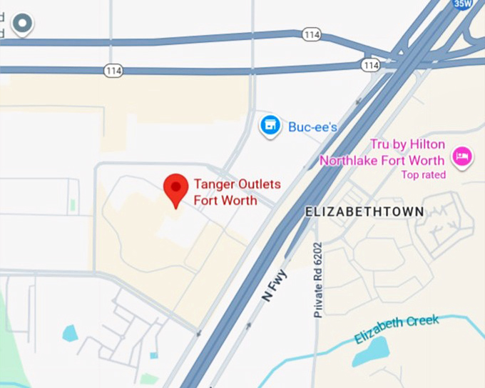 tanger outlets fort worth map