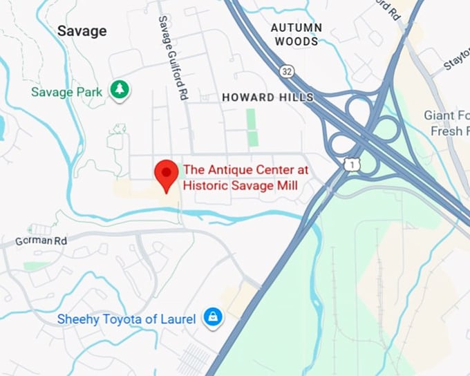 16. the antique center at historic savage mill map