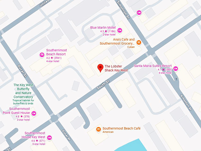 16. the lobster shack key west map