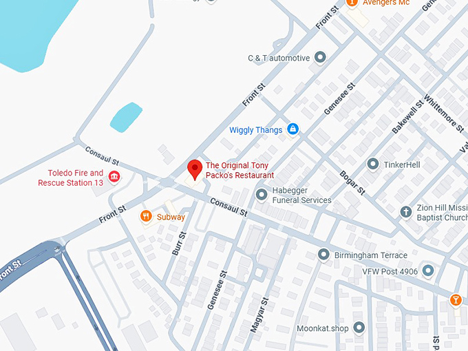 16. the original tony packo's restaurant map