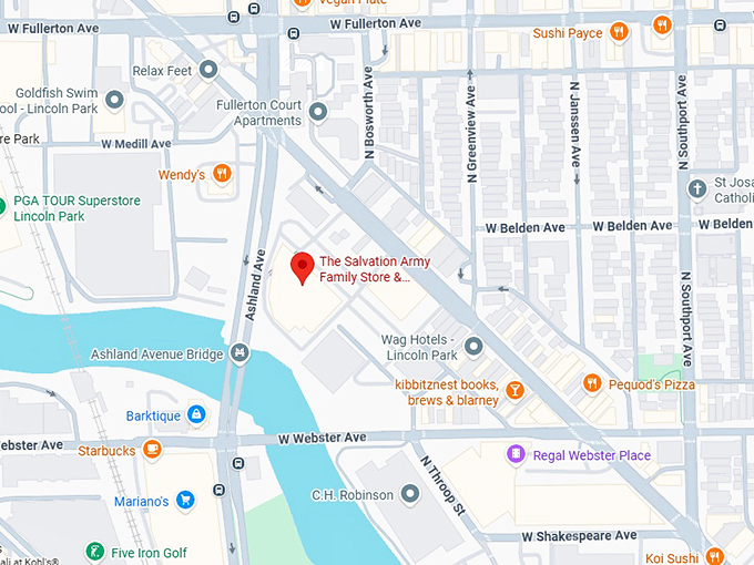 the salvation army family store & donation center (2270 n clybourn ave) map