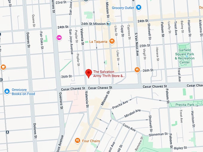 16. the salvation army thrift store & donation center (1501 valencia st) map