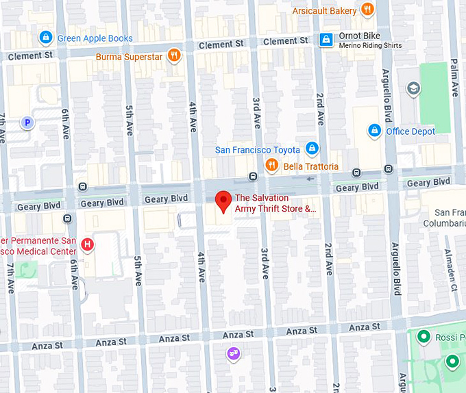 16. the salvation army thrift store & donation center (3921 geary blvd) map