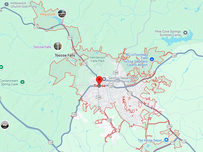 16. toccoa, ga map