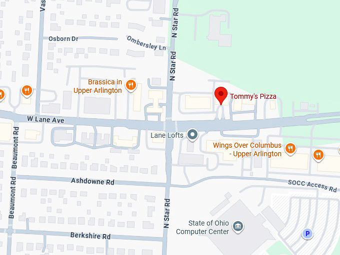 16. tommy's pizza (1350 w lane ave) map