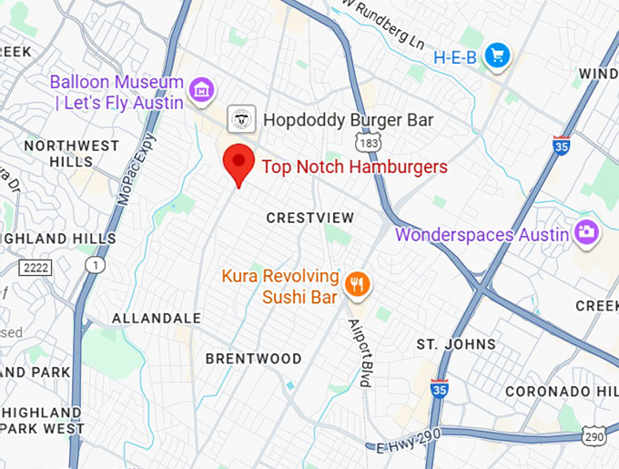 16. top notch hamburgers map