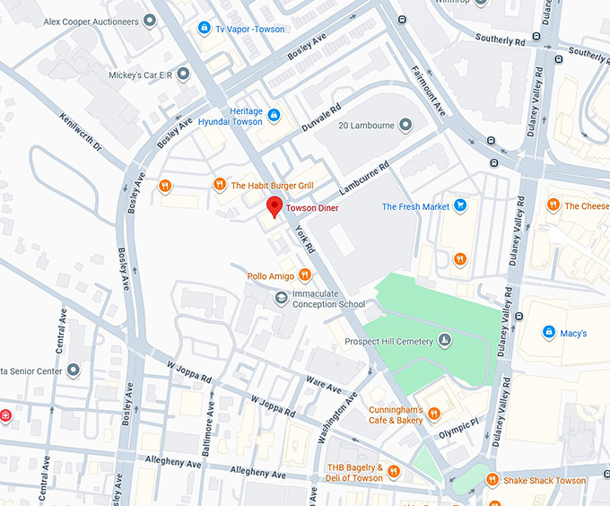 16. towson diner map