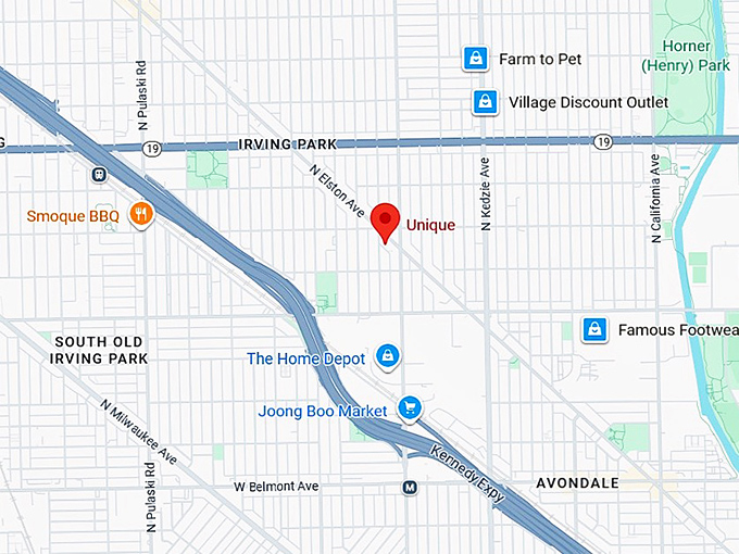 16. unique (3748 n elston ave) map