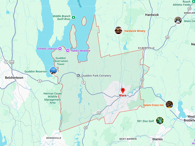 16. ware, ma map
