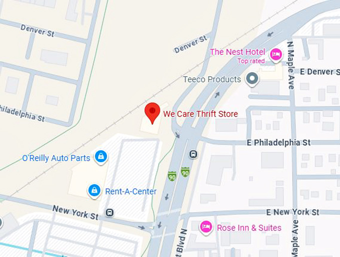 16. we care thrift store map