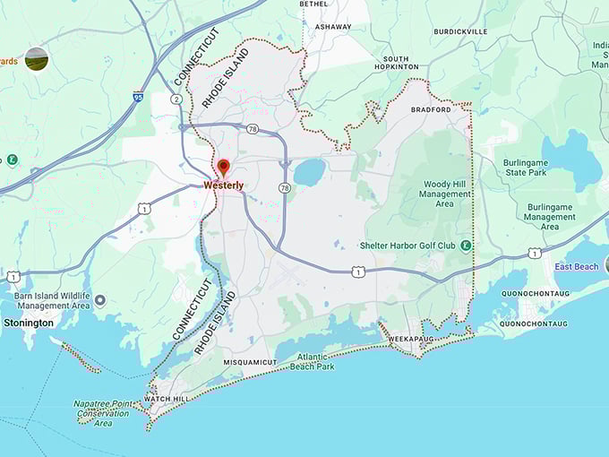 16. westerly, ri map