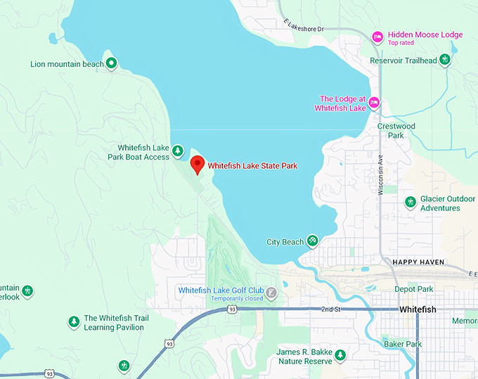 whitefish lake state park map