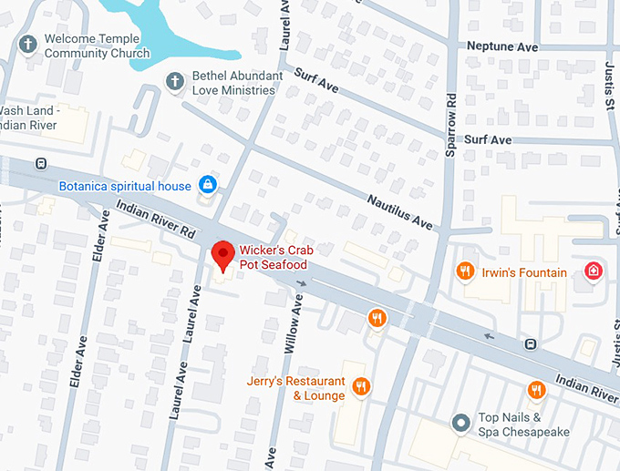 16. wicker's crab pot seafood map