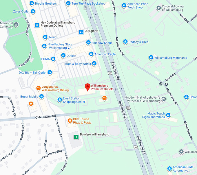 16. williamsburg premium outlets map