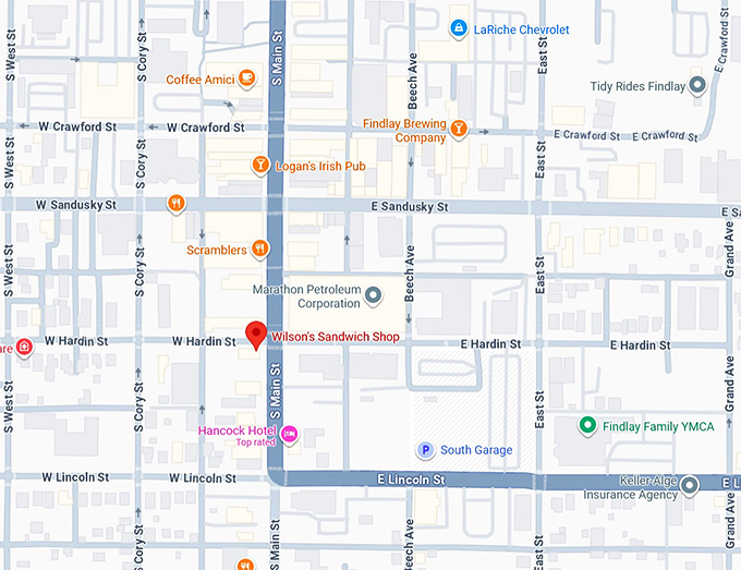 16. wilson's sandwich shop map