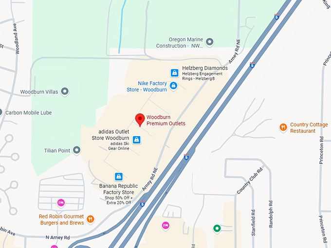 woodburn premium outlets map