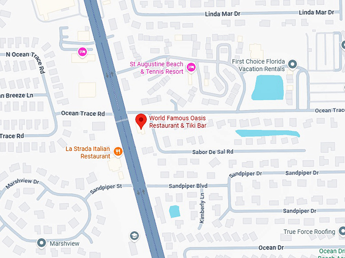 16. world famous oasis restaurant & tiki bar map