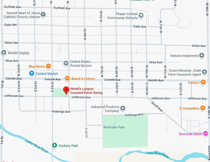 16. world's largest covered porch swing map