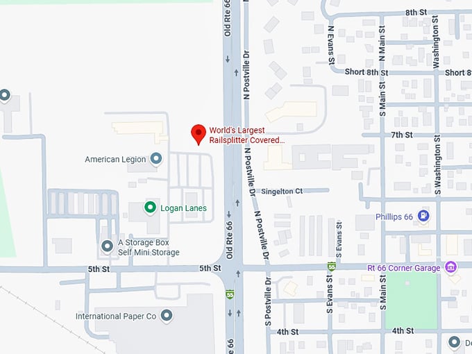 16. world's largest railsplitter covered wagon map