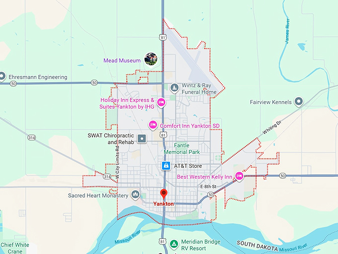 16. yankton, sd map