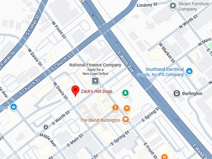 16. zack's hot dogs map