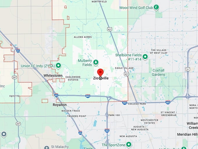 16. zionsville, in map