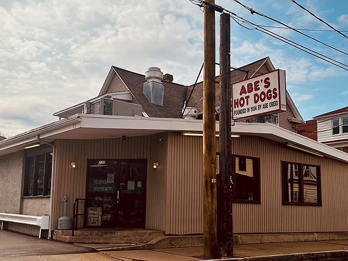 Abe's Hot Dogs stands proudly on the corner, its iconic sign promising a taste of Wilkes-Barre tradition since 1924.