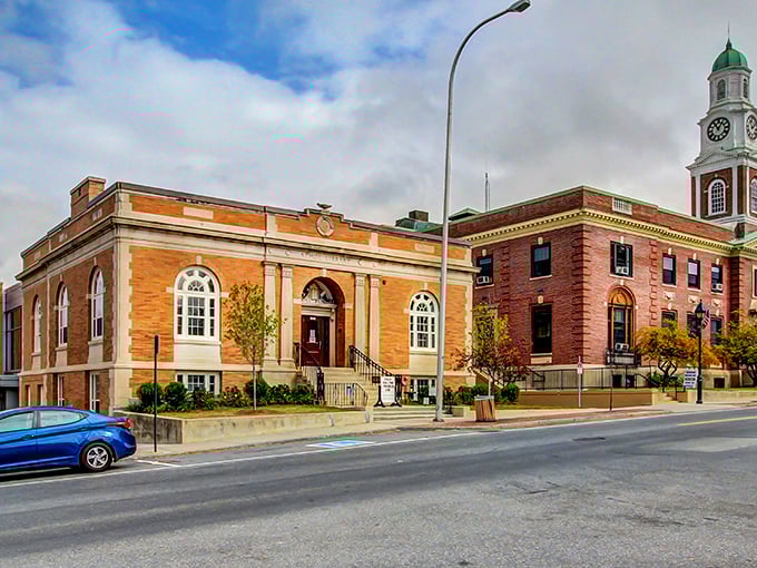Look at that gorgeous honey-colored brick! Athol's public buildings have the dignified charm of a town that knows its worth without the Boston price tag.