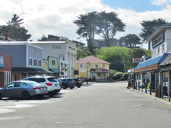 Bandon's historic downtown invites you to stroll past the Masonic Temple where charm meets affordability on Oregon's southern coast.
