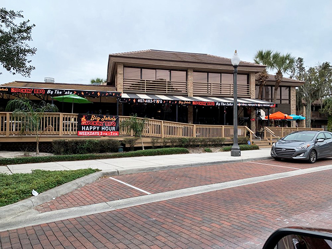 Big John's exterior welcomes you like a backyard BBQ party that never ends. That wooden porch practically begs you to sit a spell.