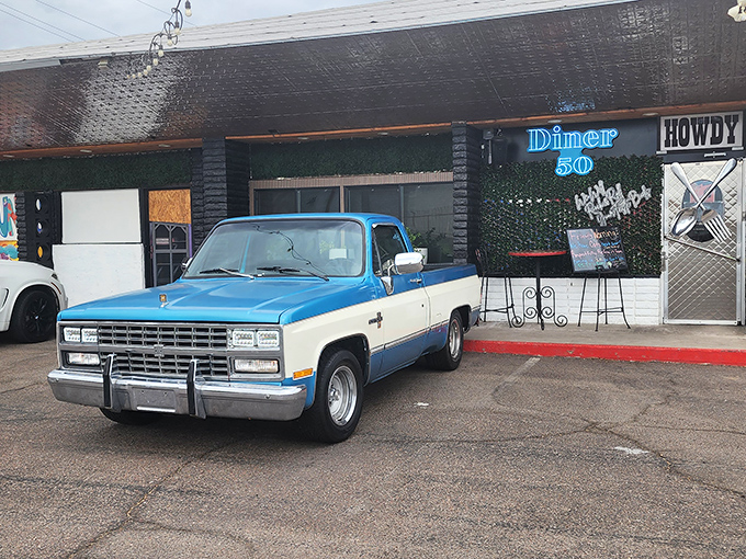 Step back in time! That classic pickup parked out front perfectly sets the mood for some fantastic, no-fuss American diner comfort food. Howdy, Phoenix!