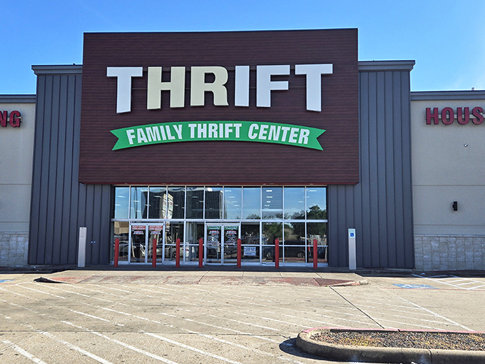 The Family Thrift Center's bold storefront promises treasure hunting adventures behind those glass doors. A bargain hunter's paradise awaits!