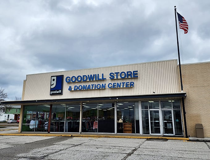 Look at that classic Goodwill storefront - where treasure hunting meets community spirit in perfect harmony.
