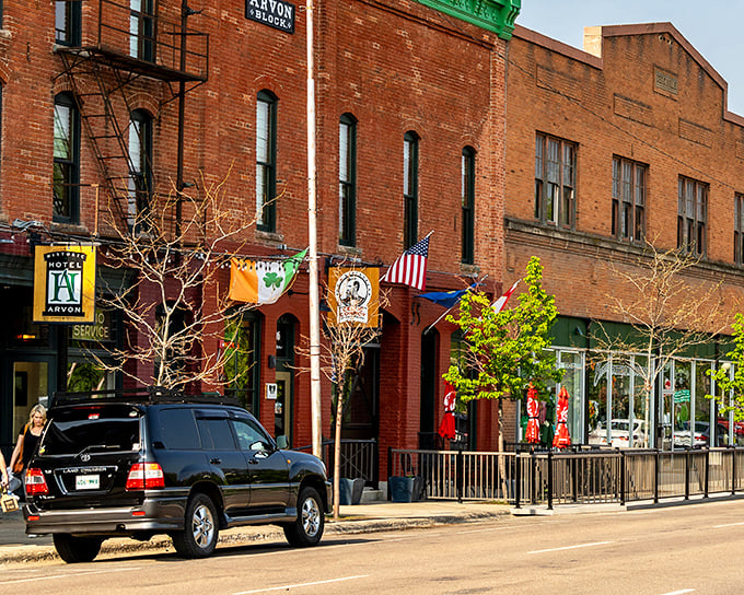 Historic brick buildings line downtown Great Falls, where charming storefronts welcome visitors without emptying their wallets.