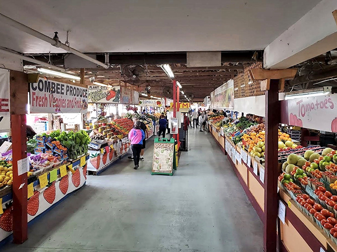 Fresh produce paradise! Walking through these colorful aisles feels like a farmer's market on steroids, with every fruit and veggie imaginable.