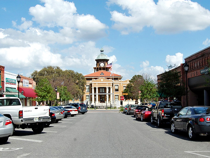 a. The historic Inverness courthouse stands proudly at the end of this charming main street, like a Southern belle waiting for her dance.