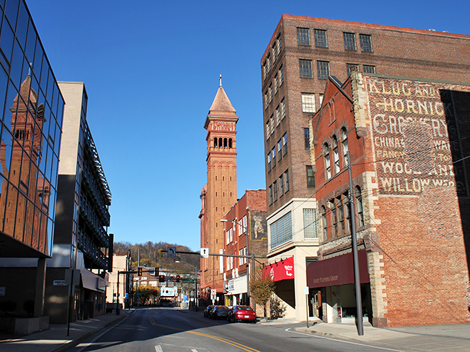 Johnstown's iconic clock tower stands tall among brick buildings, a timeless sentinel watching over the city's affordable charm.