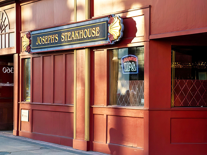 Joseph's Steakhouse's classic red exterior isn't just a building&mdash;it's a portal to steak paradise waiting to happen.