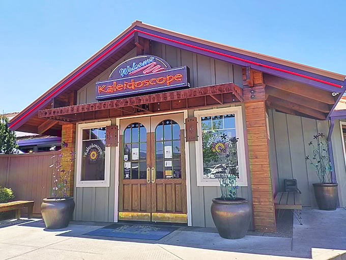 The welcoming wooden facade of Kaleidoscope Pizzeria invites you in like an old friend promising good times and better pizza.