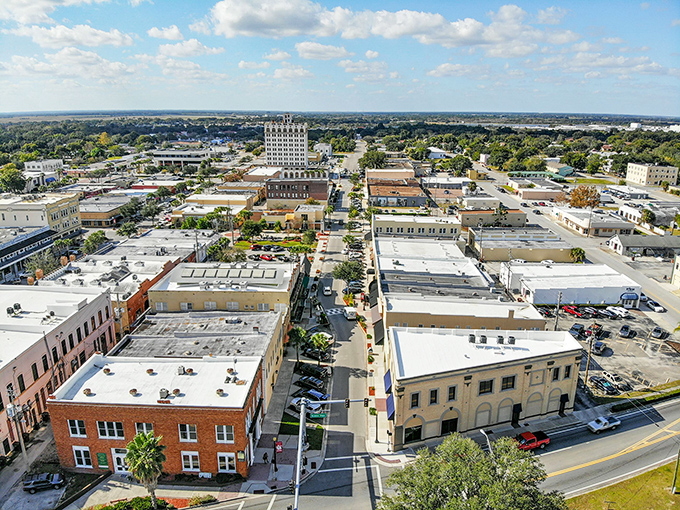 Downtown Lake Wales stretches toward the horizon, where historic charm meets small-town affordability in this retirement haven.