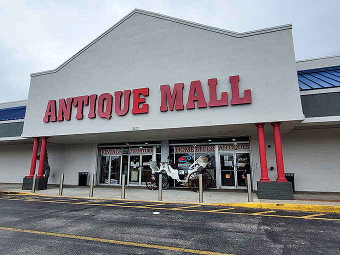 The bold red letters of Lakeland Antique Mall beckon like a siren song to treasure hunters with empty trunks and full hearts.