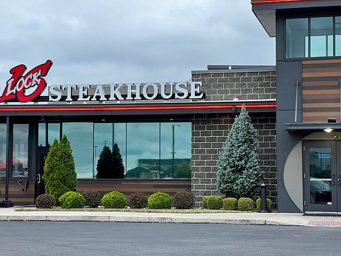 Lock Sixteen's modern exterior promises what lies within – steaks that'll make you forget your own name.