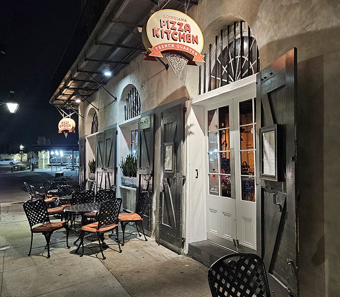 The historic charm of Louisiana Pizza Kitchen beckons from the street, promising Italian magic with a New Orleans twist.