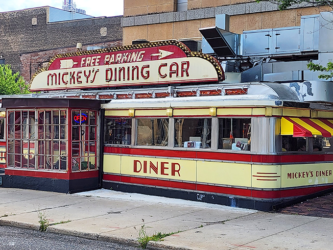 This gleaming red and cream diner car isn't just a restaurant&mdash;it's a time machine with hash browns.