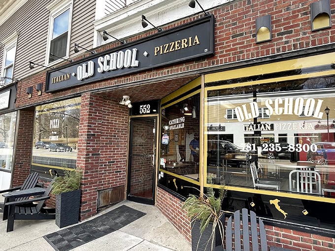 Old School Italian Pizzeria's brick facade isn't just charming&mdash;it's a portal to pizza paradise where tradition reigns supreme.