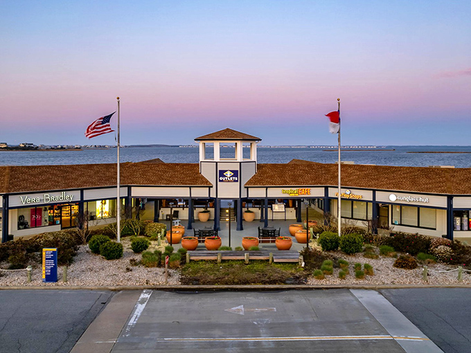 Sunset shopping at Outlets Nags Head&mdash;where bargain hunting comes with complimentary ocean breezes and vacation vibes.