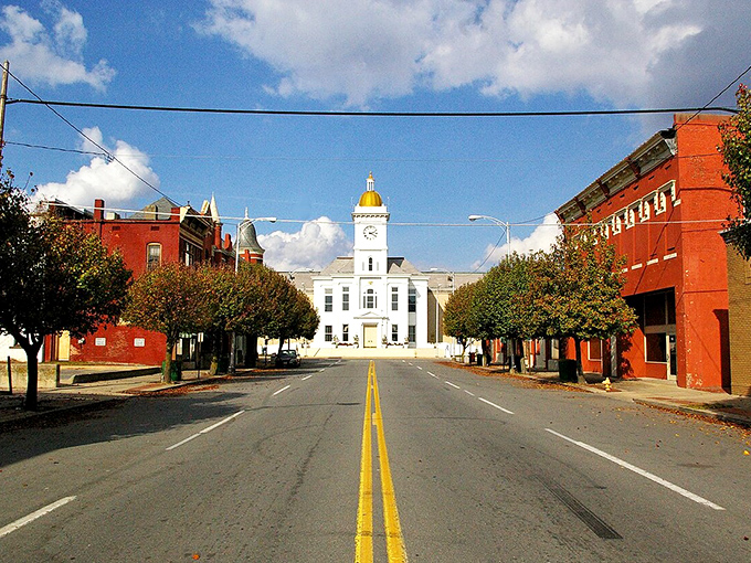 Pine Bluff's historic downtown stands proud with its grand courthouse and tree-lined streets welcoming peaceful retirement days.