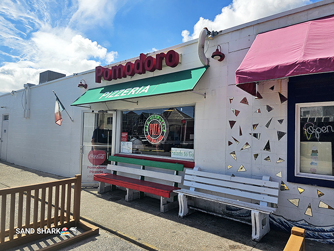 Beach-town charm meets authentic pizza at this colorful spot where the benches are ready for sandy feet and hungry bellies.