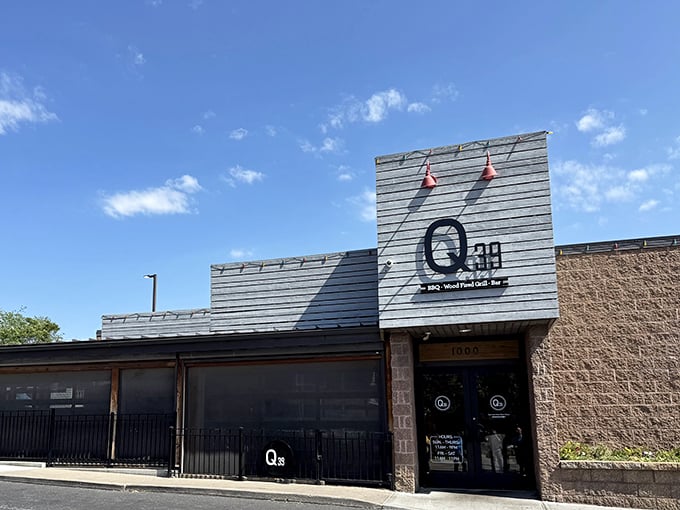 Q39's unassuming exterior hides Kansas City barbecue magic. That gray-sided building holds smoky treasures that'll make your taste buds dance!